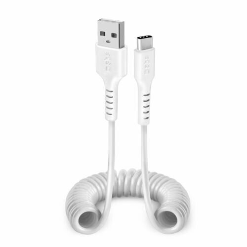 SBS Mobile Кабель USB - USB-C Спиральный, длина: от 17 до 100 см, белый