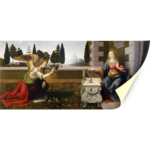 "Благовещение", Леонардо да Винчи, картина (репродукция) (80х37 см / без подрамника)