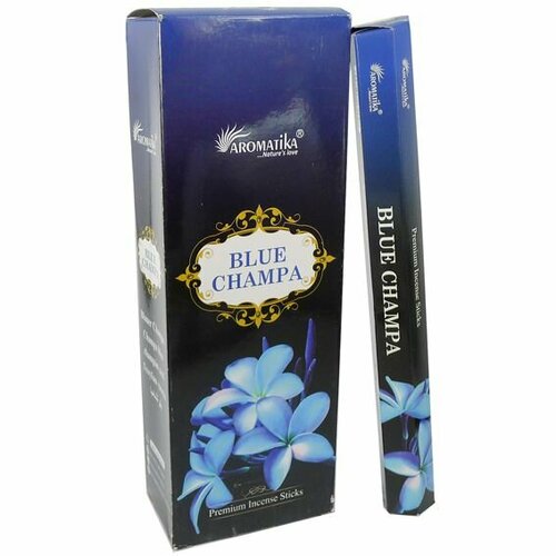 Premium Incense Sticks BLUE CHAMPA, Aromatika (Премиум ароматические палочки голубая чампа, Ароматика), шестигранник, 20 г.