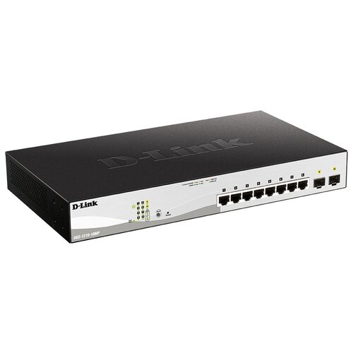 D-Link DGS-1210-10MP/FL1A Управляемый коммутатор 2 уровня с 8 портами 10/100/1000Base-T и 2 портами 1000Base-X SFP (8 портов с поддержкой PoE 802.3af/