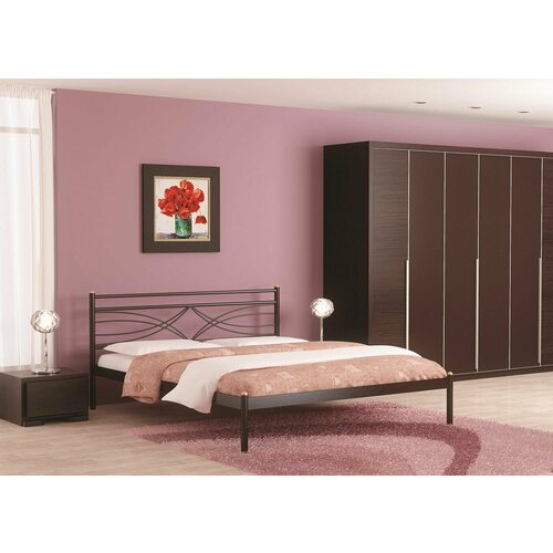 Кровать двуспальная Мираж | 120х200 | металлическое основание | Коричневый бархат