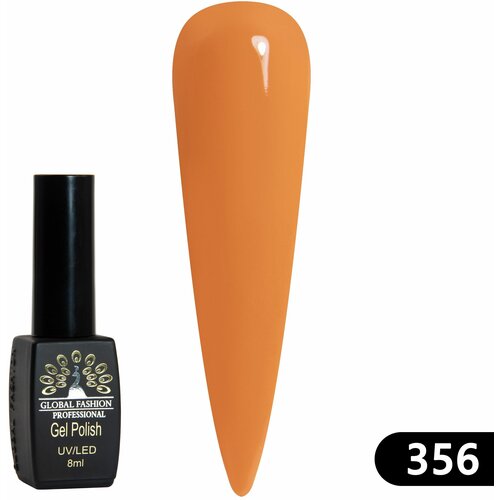 Global Fashion Гель-лак Black Elite для ногтей, маникюра и педикюра / 356 оранжевый