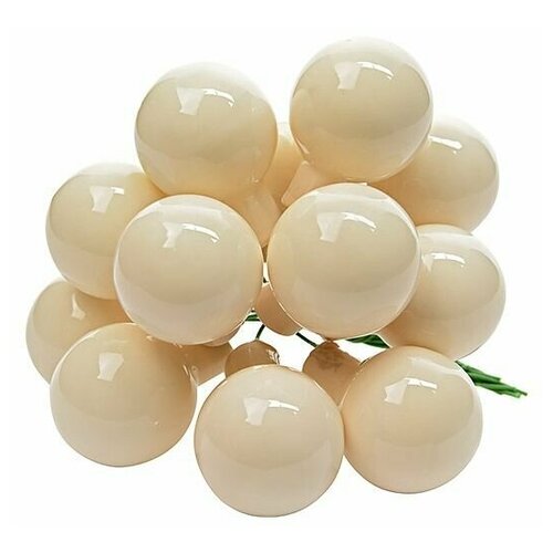 Гроздь стеклянных эмалевых шариков на проволоке, 12 шаров по 25 мм, цвет: белая шерсть, Kaemingk 710505