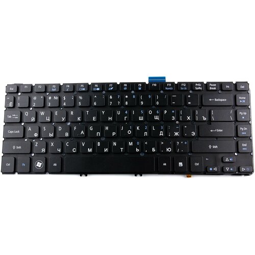 Клавиатура для ноутбука Acer Aspire M5-481PT черная без рамки с подсветкой
