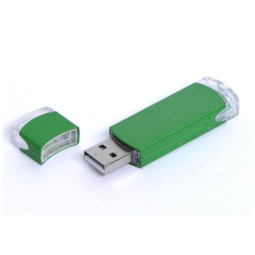 Классическая металлическая флешка для нанесения логотипа (8 Гб / GB USB 2.0 Зеленый/Green 014 Цветная флешка, оригинальный дизайн)