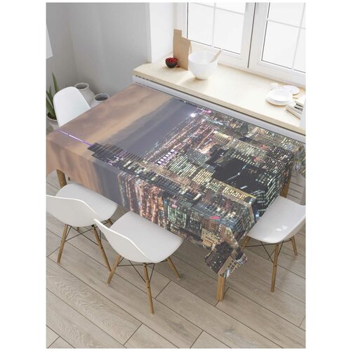 Скатерть прямоугольная JoyArty на кухонный стол "Высота города" из оксфорда, 180x145 см