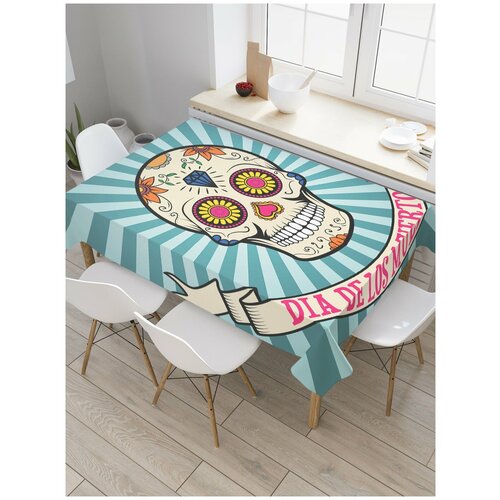 Скатерть прямоугольная JoyArty на кухонный стол "Череп в стиле поп-арт" из оксфорда, 180x145 см
