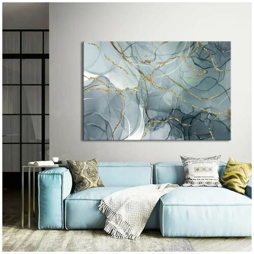 Картина интерьерная на холсте Art. home24 Абстракция голубая , 90 x 60