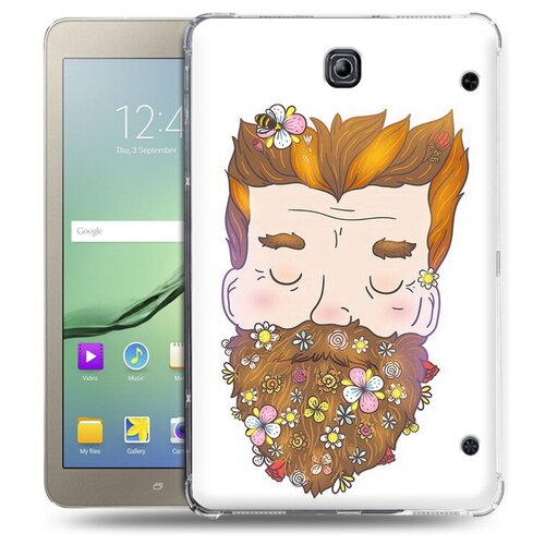 Чехол задняя-панель-накладка-бампер MyPads мужчина с цветами в бороде для Samsung Galaxy Tab S2 8.0 SM-T710/T715 противоударный