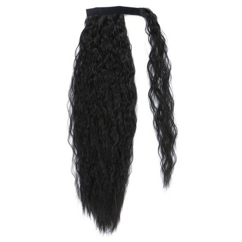 Queen fair Хвост накладной, волнистый волос, на резинке, 60 см, 100 гр, цвет чёрный(#SHT3)