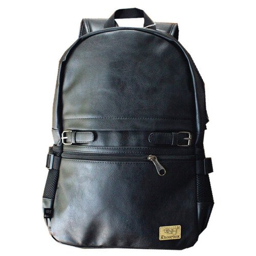 Рюкзак MyPads 1363 из качественной импортной эко-кожи черного цвета студенческий школьный стильный молодежный компактный городской рюкзак с задне.