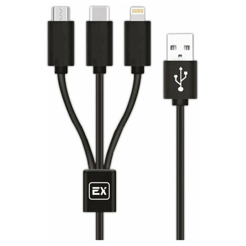 Кабель Multi USB-Lightning+Micro+Type-C Exployd Classic EX-K-646 Black 1.2m
