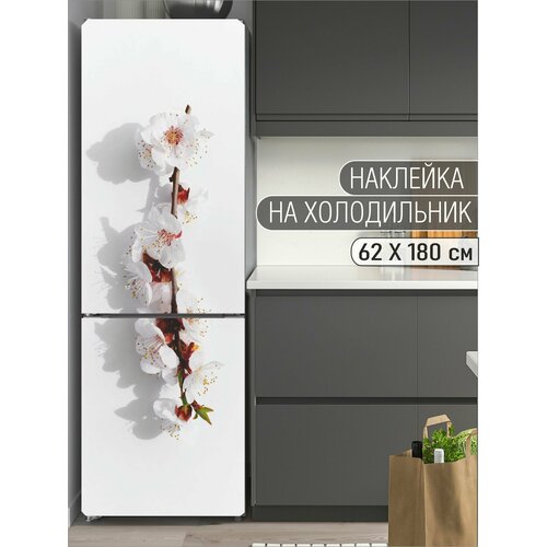 Интерьерная наклейка на холодильник "Ветвь сакуры" для декора дома, размер 62х180 см