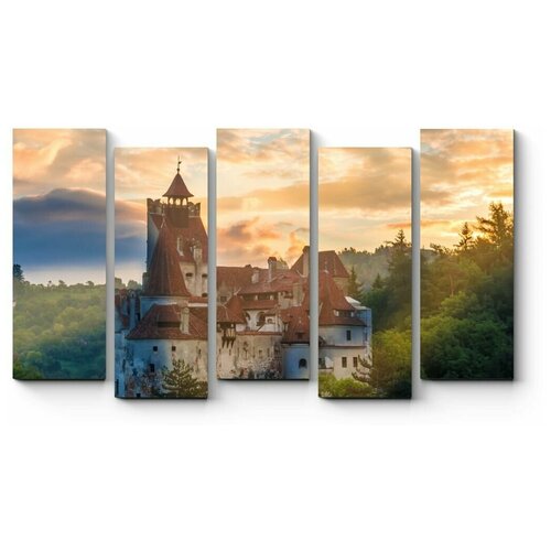 Модульная картина Средневековый замок Дракулы Бран в свете заката170x98