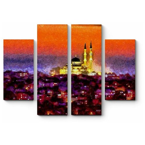 Модульная картина Сияющий Стамбул ночью 140x105