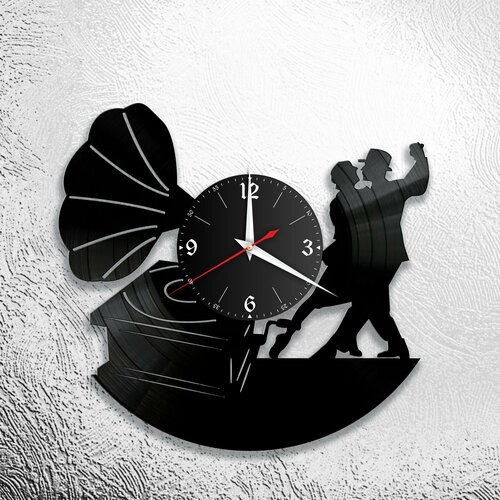Настенные часы из виниловой пластинки с изображением граммофона