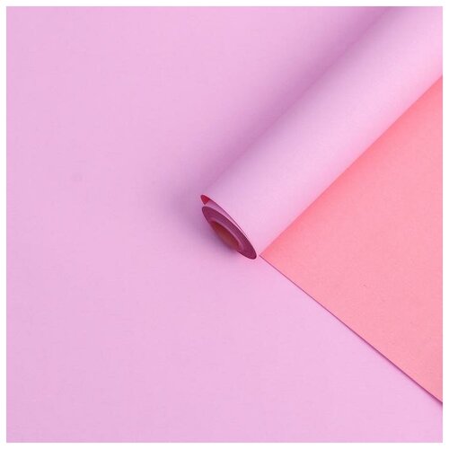 Бумага белый крафт , двухстороняя, розовый-пастельный , 0,55 х 10 м