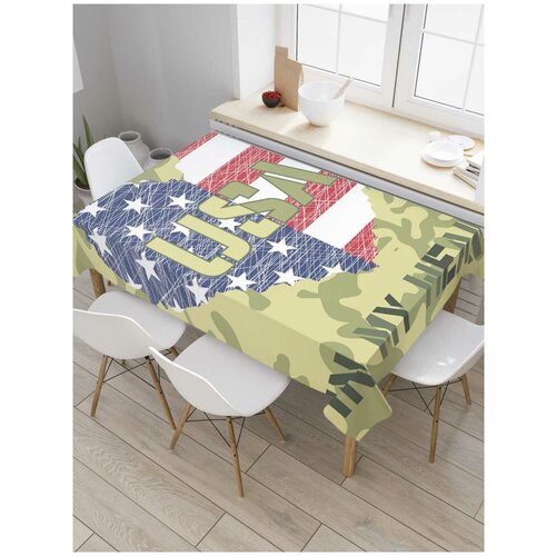 Скатерть прямоугольная JoyArty на кухонный стол "Америка в моем сердце" из оксфорда, 180x145 см