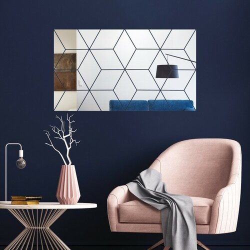 TAKE IT EASY Наклейки интерьерные "Куб", зеркальные, декор настенный, панно 51 х 90 см, 28 эл