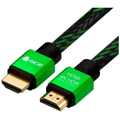 Кабель GCR HDMI - HDMI (GCR), 2 м, 1 шт., зеленый/черно-зеленый