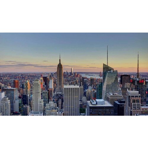 Картина на холсте 60x110 LinxOne "Вид Manhattan New York" интерьерная для дома / на стену / на кухню / с подрамником