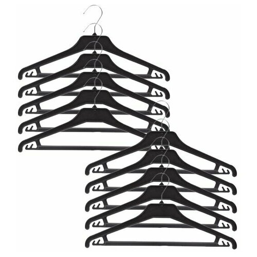 Плечики для легкой одежды 42 см пластик цвет чёрный, 10шт