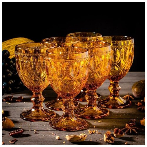 Набор бокалов стеклянных Magistro «Варьете», 320 мл, 6 шт, цвет жёлтый