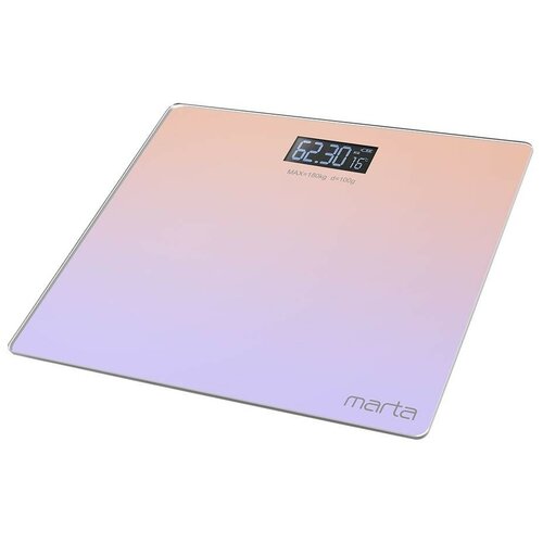MARTA MT-SC1691 оранжево-лиловый LCD весы напольные диагностические, умные с Bluetooth