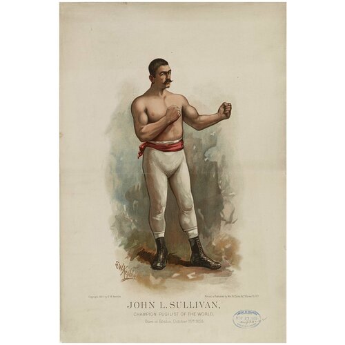 Постер / Плакат / Картина Бокс - Чемпион мира John L.Sullivan 50х70 см в подарочном тубусе