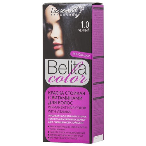 Белита-М Belita Color Стойкая краска для волос, 1.0 черный, 100 мл