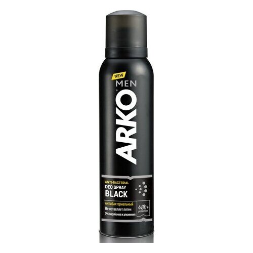 Дезодорант для тела - спрей для мужчин Arko Men Black антибактериальный, 150 мл - Evyap Россия