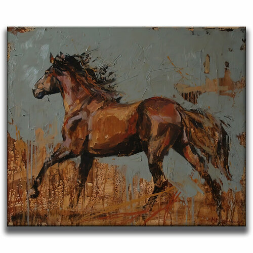 Картина для интерьера на холсте «Картина с лошадью маслом» 41х50, холст натянут на подрамник
