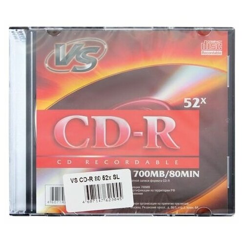 Диск CD-R VS 700Mb 52x Slim Case VSCDRSL01 (ш/к - 20038)