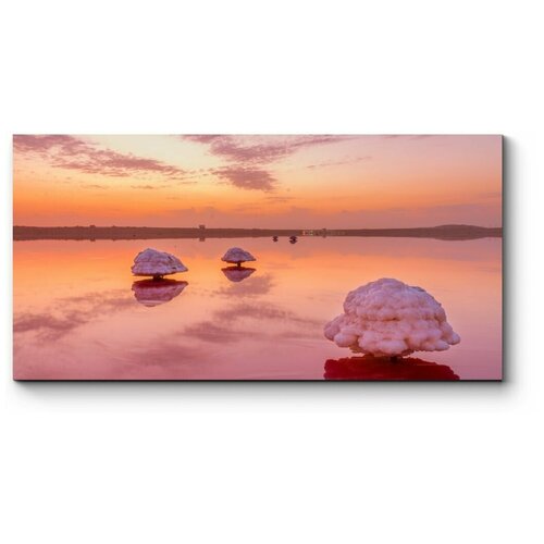 Модульная картина Розовый закат в зеркале воде 200x100