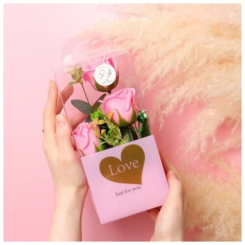 Secret Beauty Мыльные розы в коробке, розовые, набор 3 шт