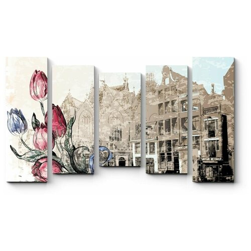Модульная картина Винтажный Амстердам 100x60