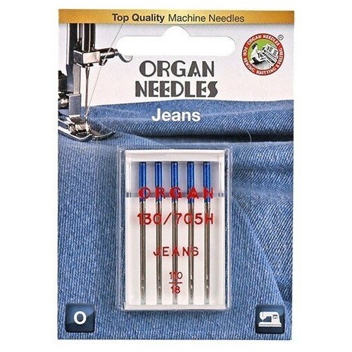 Игла/иглы Organ Jeans 110, синий/серебристый, 5 шт.