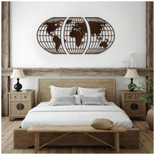 Панно/декор из дерева на стену Карта мира