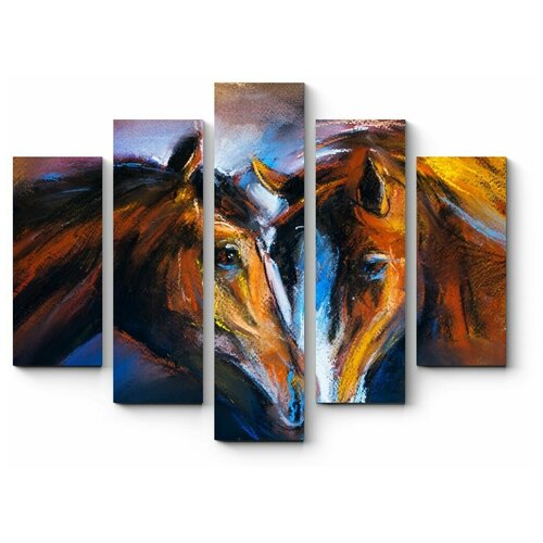 Модульная картина Влюбленные лошади 145x116