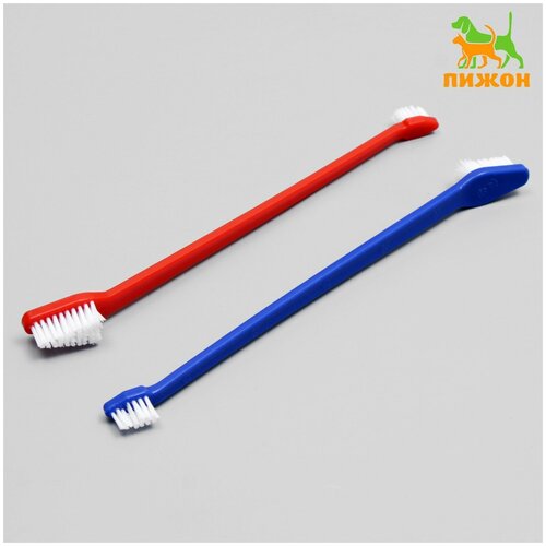 Зубная щётка двухсторонняя, набор 2 шт, красная и синяя (1шт.)