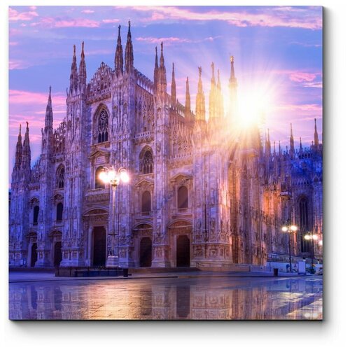 Модульная картина Миланский собор в лучах закатного солнца 130x130
