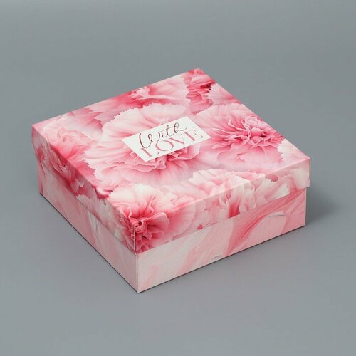 Дарите Счастье Коробка подарочная складная, упаковка, With love, 17 х 17 х 7 см