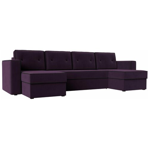 П-образный диван Принстон, Велюр фиолетовый и черный