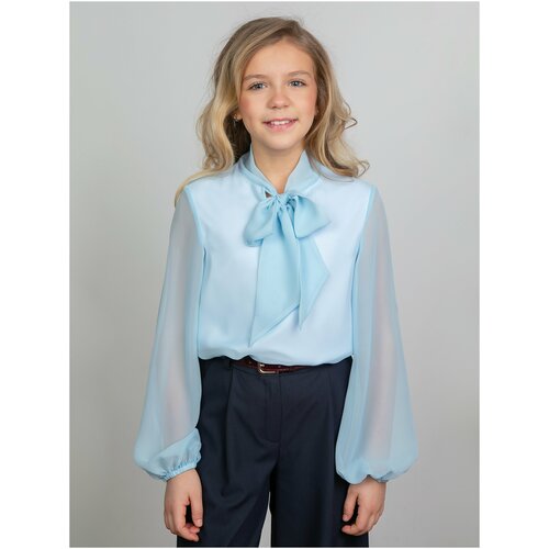 Блуза Стильные Непоседы, размер 134, голубой
