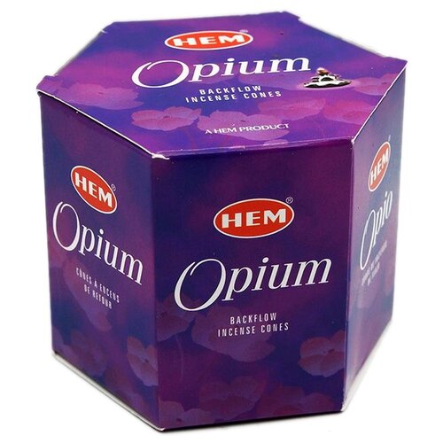 HEM Благовония конусы Opium, 1 уп. , 100 г, 40 шт., фиолетовый