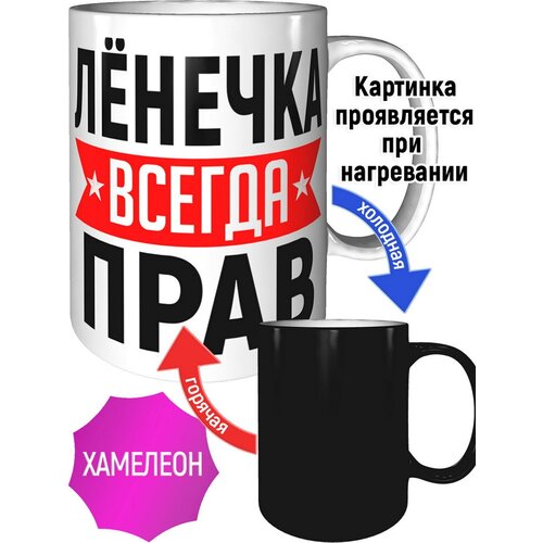 Кружка Лёнечка всегда прав - с проявление картинки от тепла