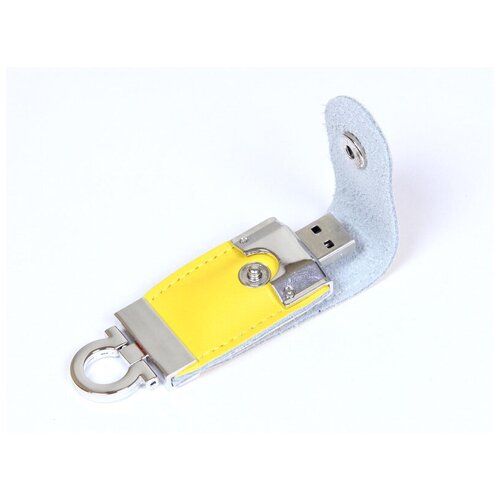 Кожаная флешка брелок для нанесения логотипа (8 Гб / GB USB 2.0 Желтый/Yellow 209 VF- L3)
