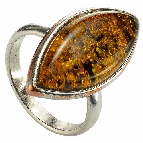 Кольцо Amberprofi, бижутерный сплав, 925 проба, серебрение, янтарь, размер 18