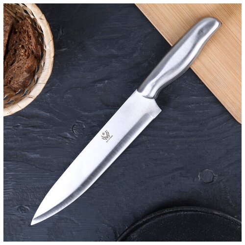 Нож кухонный «Металлик», лезвие 20,5 см, цвет серебристый