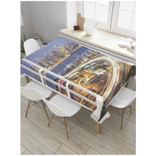Скатерть прямоугольная JoyArty на кухонный стол "Ночное окно" из оксфорда, 120x145 см
